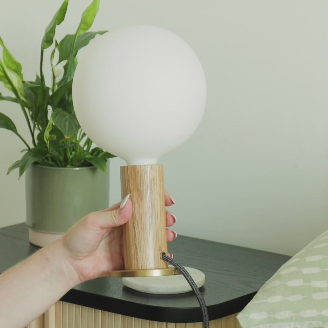 Knuckle Table Lamp in Walnut + Voronoi I | E27 Dimmable | Table Lamps ...